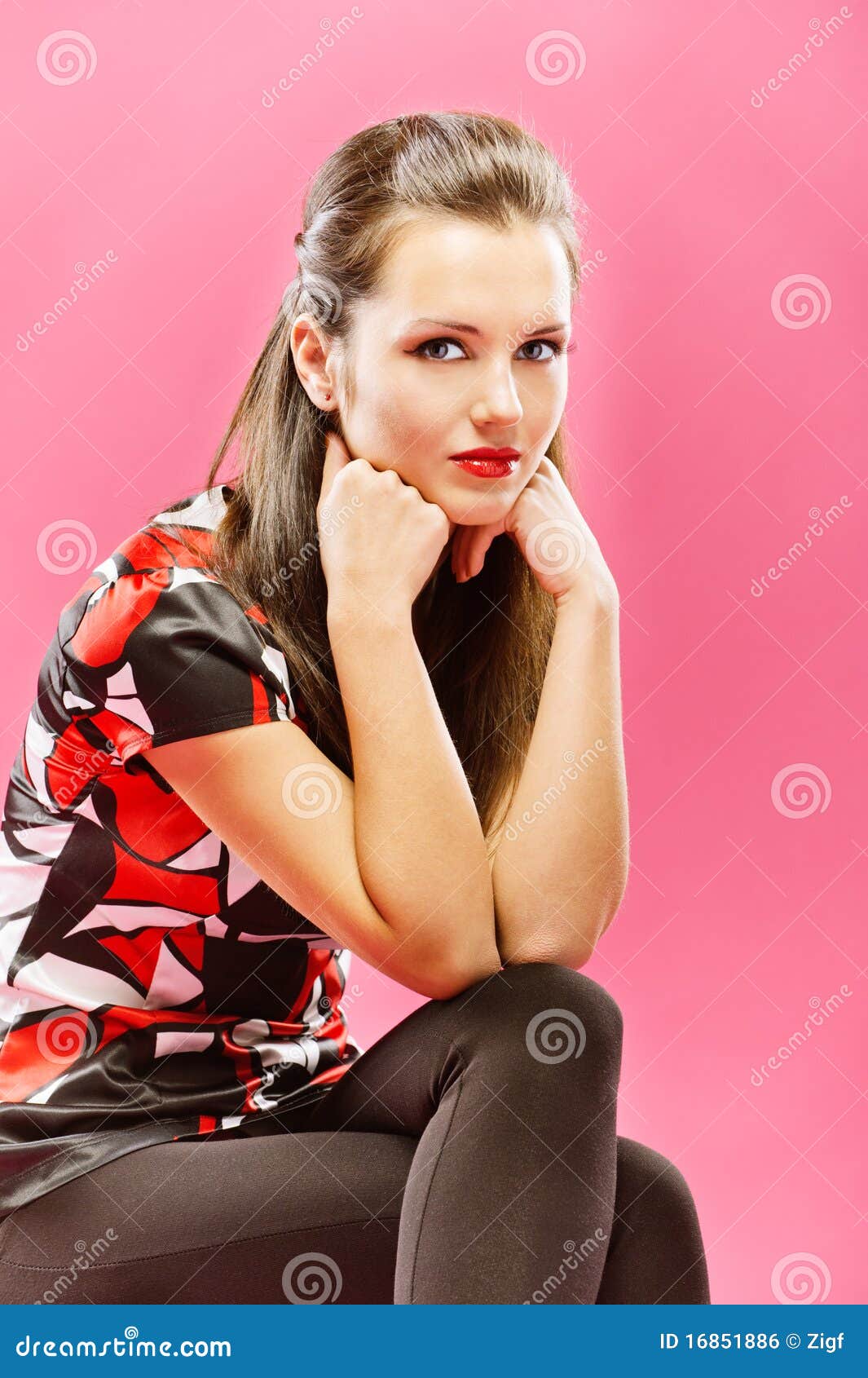 Young Beautiful Girl Sits on Chair Stock Photo - Image of cross, legs ...