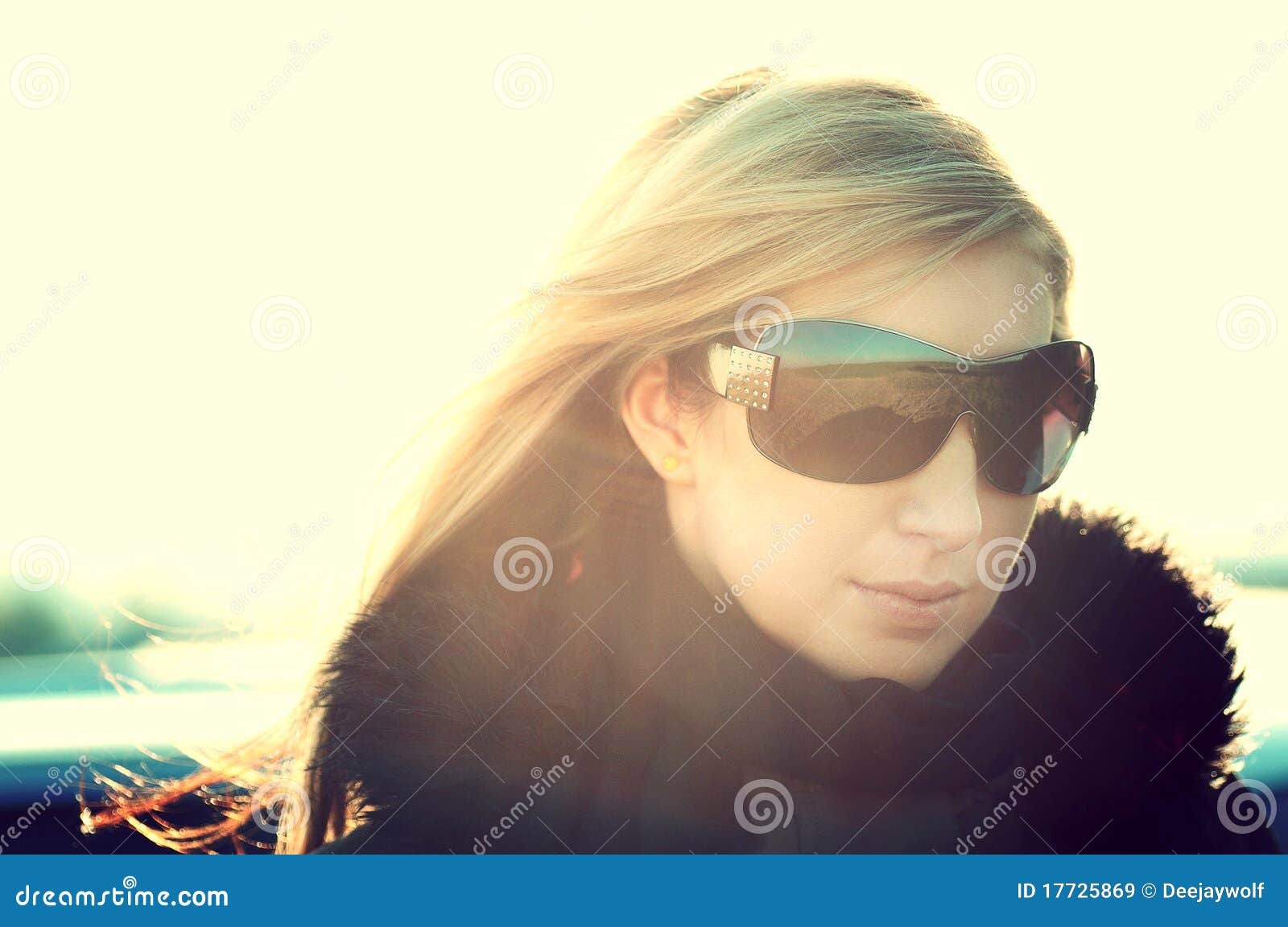 Young Beautiful Girl with Sunglasses Stock Image - Image of mouth ...