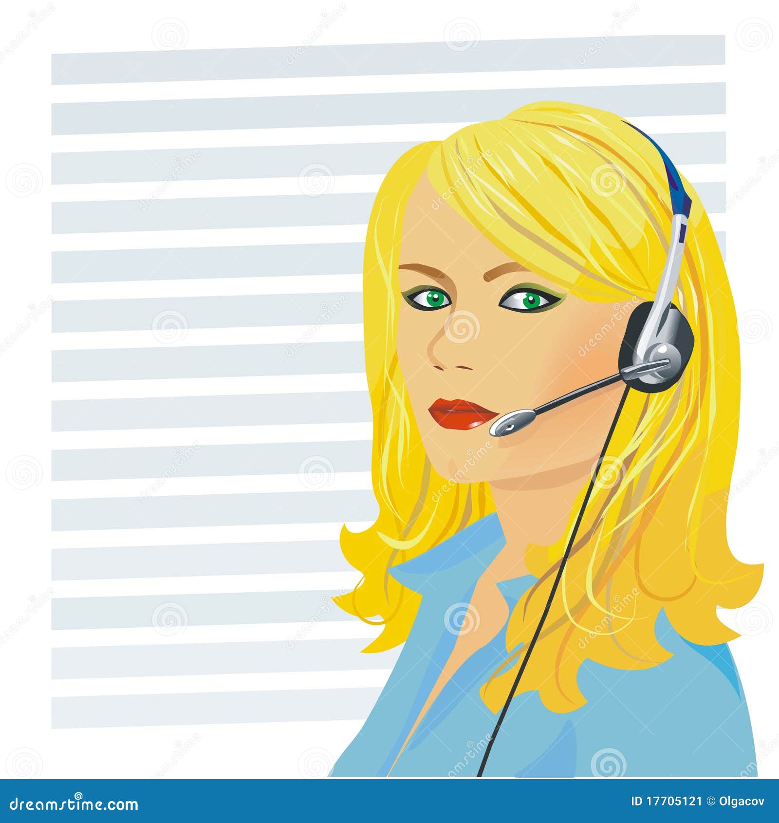 Girl Telephone Operator Call Center Vector Illustration | CartoonDealer ...