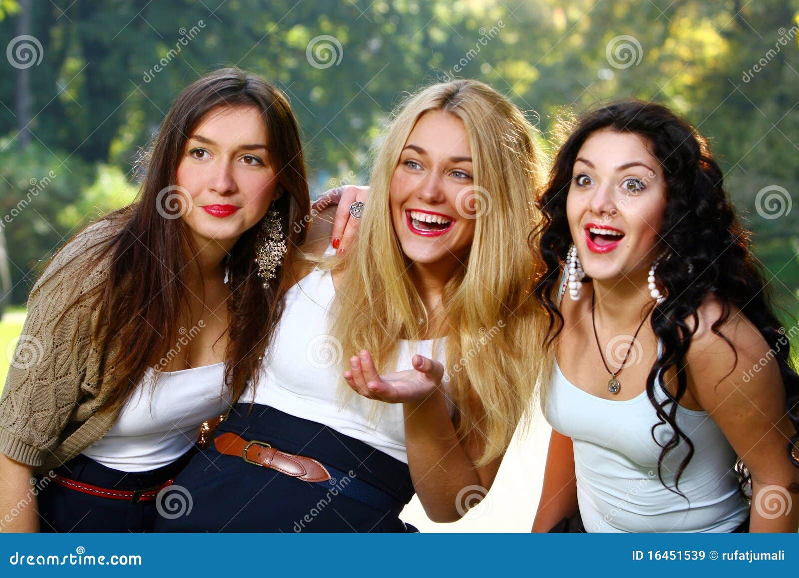 Young and Beautiful Girlfriends Have Fun in Park Stock Image - Image of ...