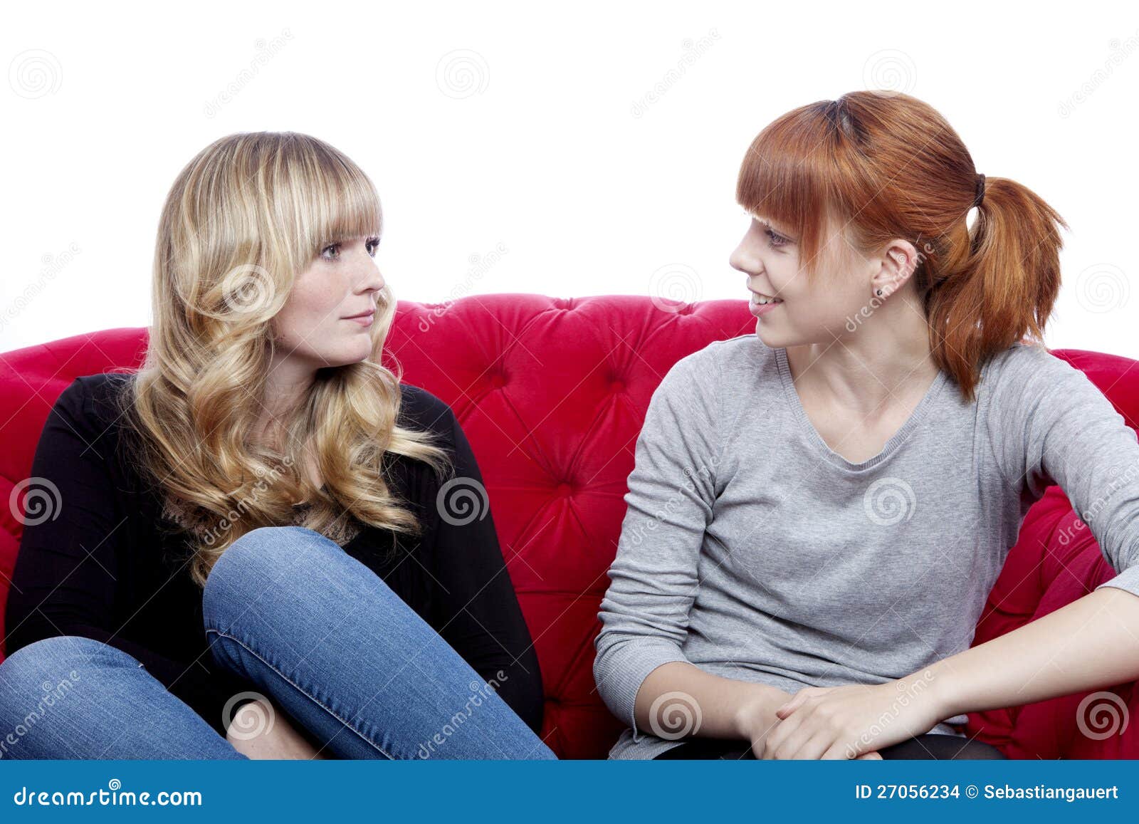 Young Beautiful Girls Talking and Sitting Stock Photo - Image of gossip ...