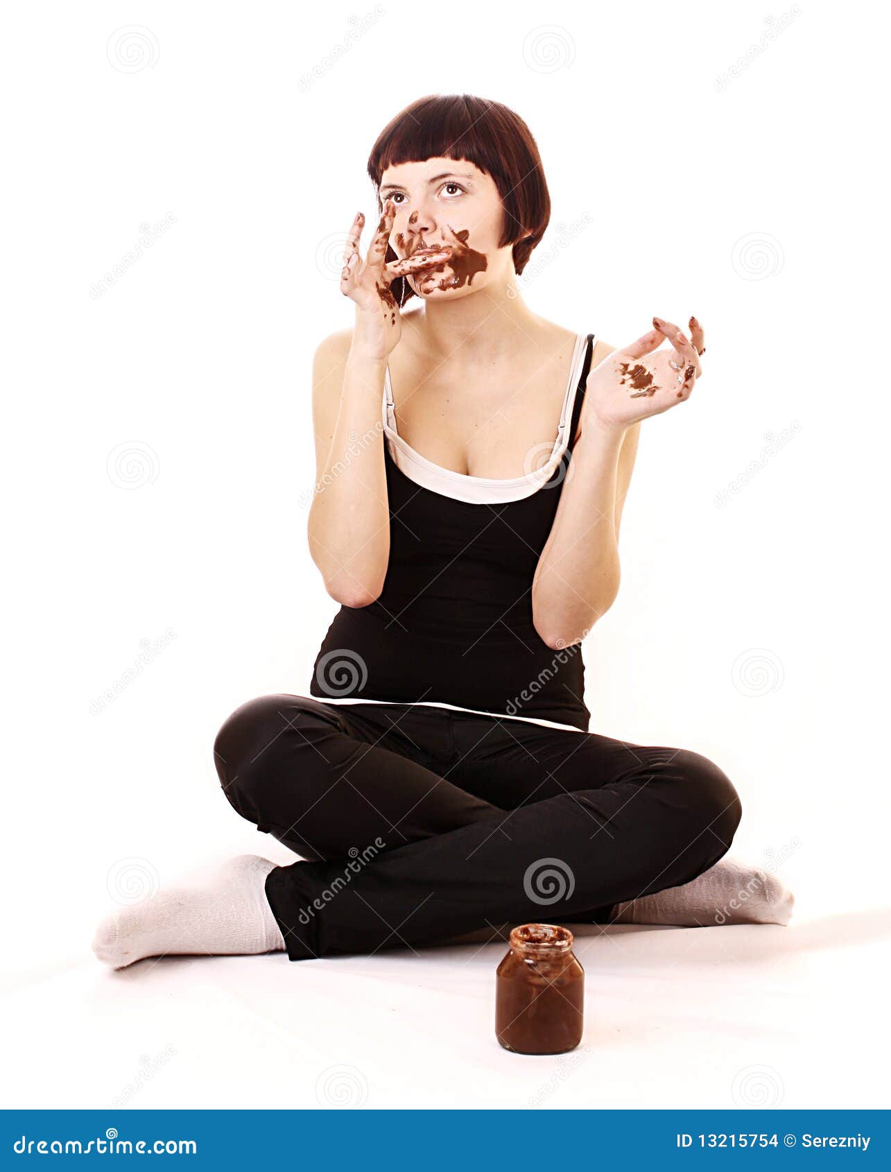 Young Beautiful Glutton Eat Chocolate Isolated Royalty-Free Stock Image ...