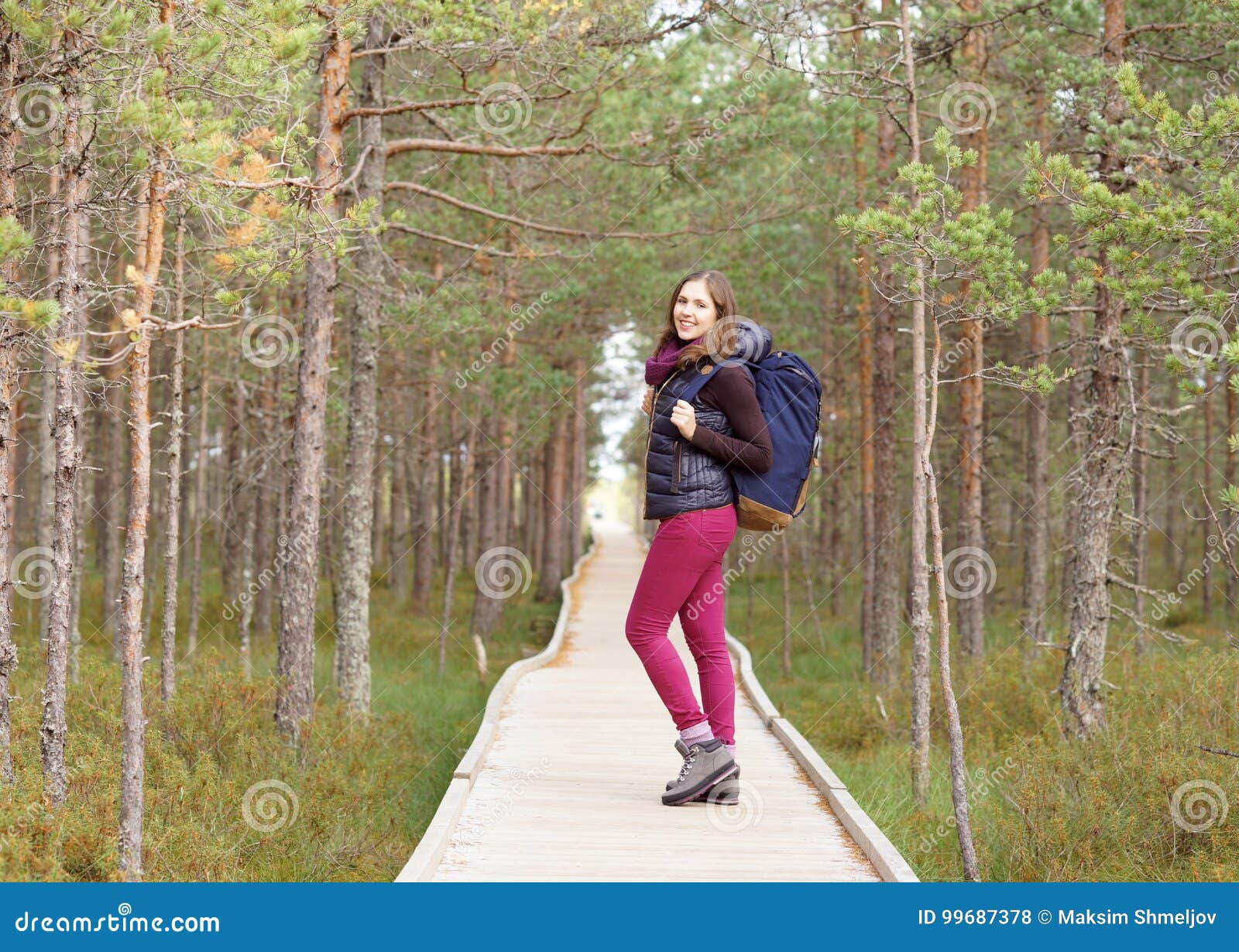 Young, Beautiful and Happy Woman Walking in Forest. Camp, Advent Stock ... Young, Beautiful and Happy Woman Walking in Forest. Camp, Advent Stock ...