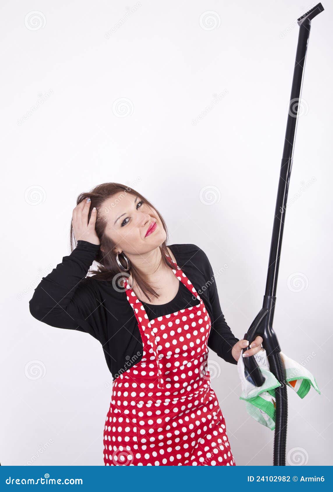 Young Beautiful Housewife Cleaning. Stock Photo - Image of employee ...