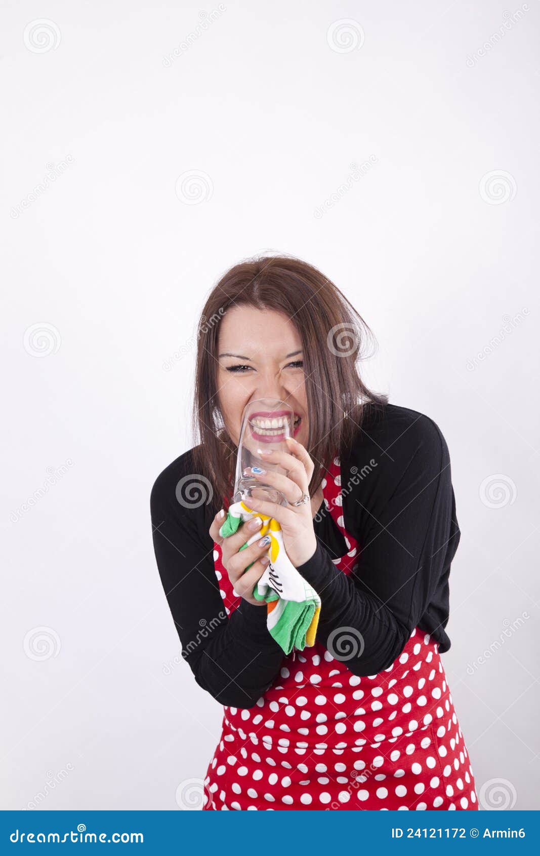 Young Beautiful Housewife Making Fun Stock Photo - Image of holding ...