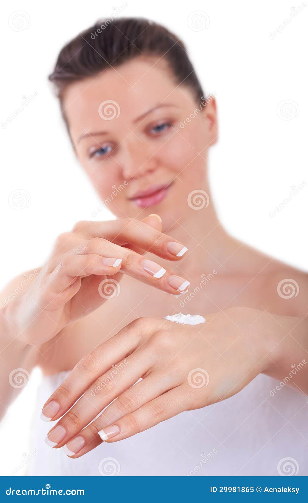 Lady with cream stock image. Image of dermatology, applying - 29981865