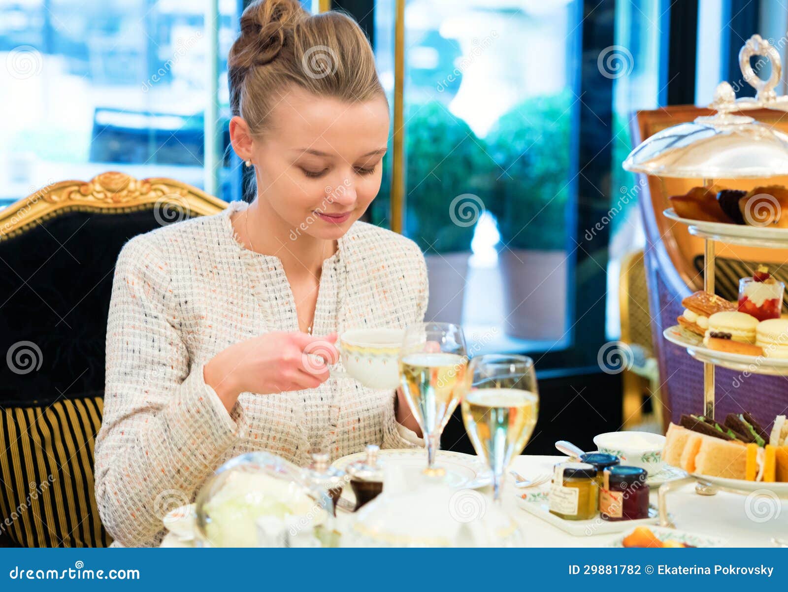 Young Lady at High Tea Ceremony Stock Photo - Image of dish, cake: 29881782