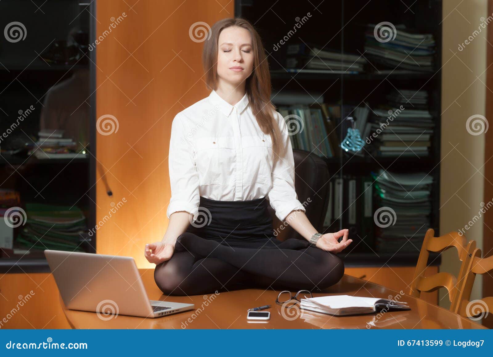 Young Beautiful Lady Making Yoga Stock Image - Image of professional ...