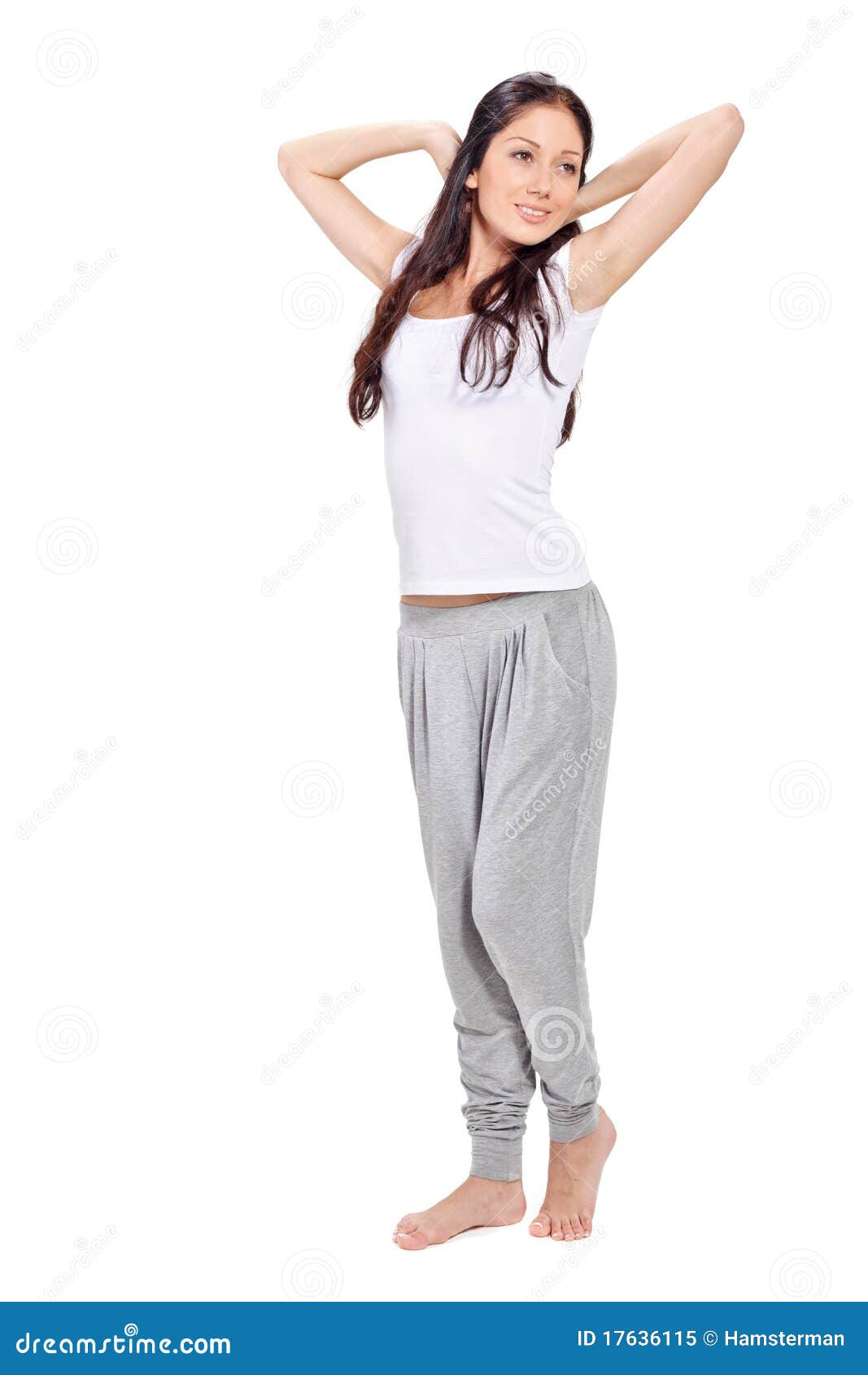 Young Beautiful Lady Stretching after Awaking Stock Image - Image of ...