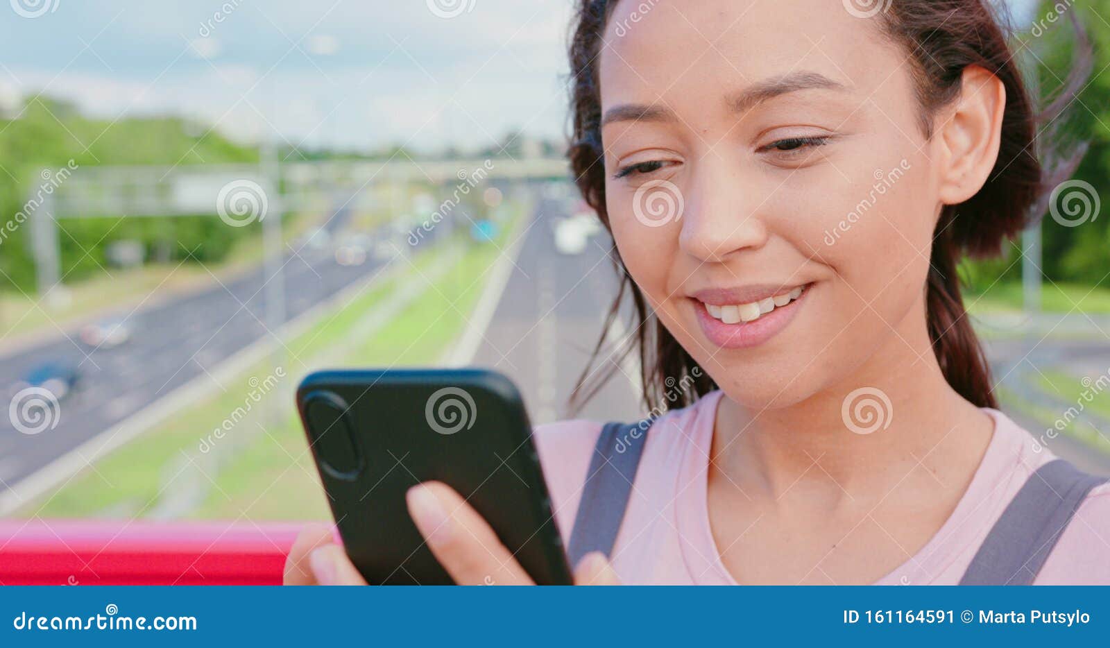 Beatiful Lady Using a Phone Outdoors Stock Image - Image of contact ...