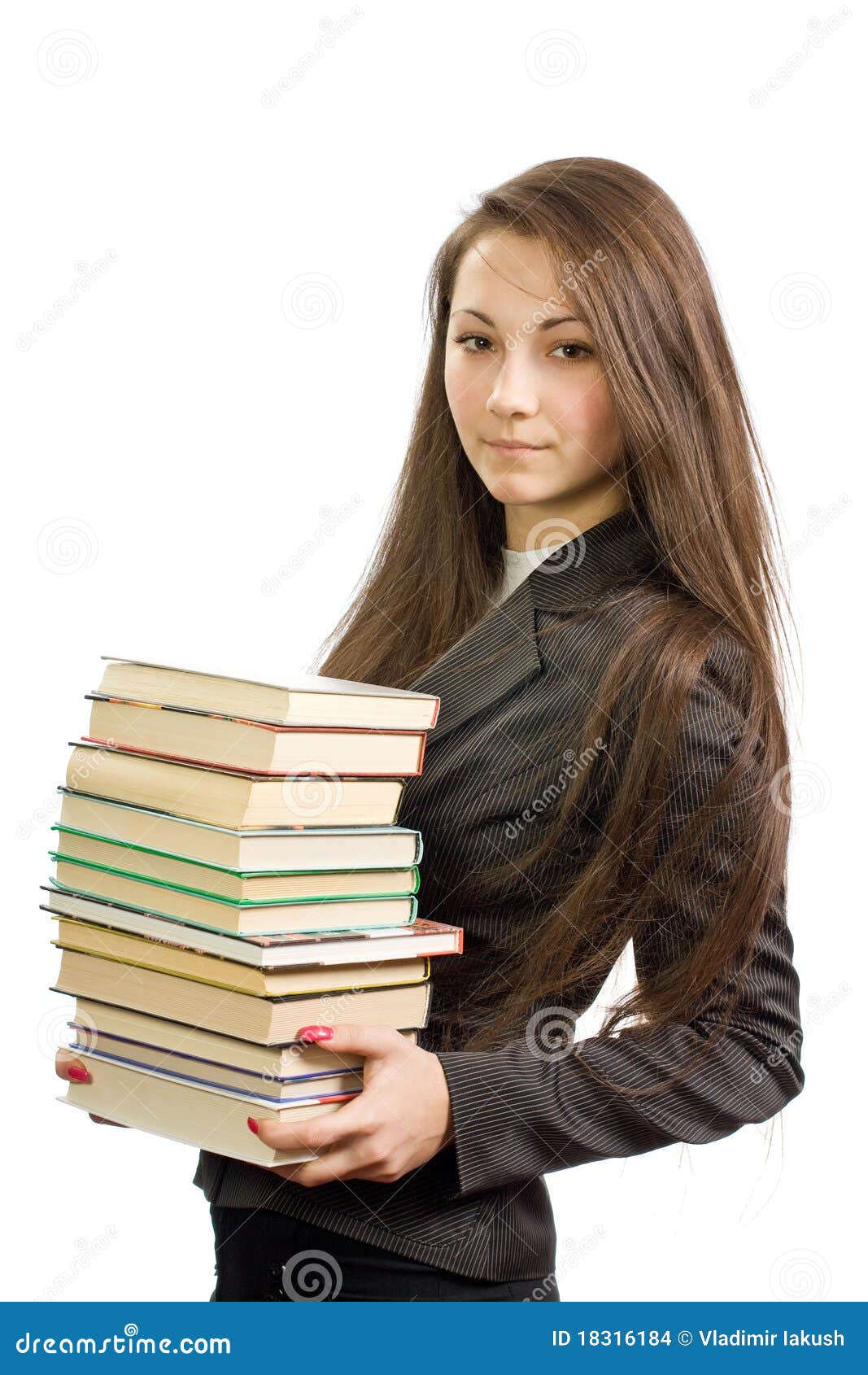 The Young Beautiful Librarian Stock Photo - Image of hair, college ...