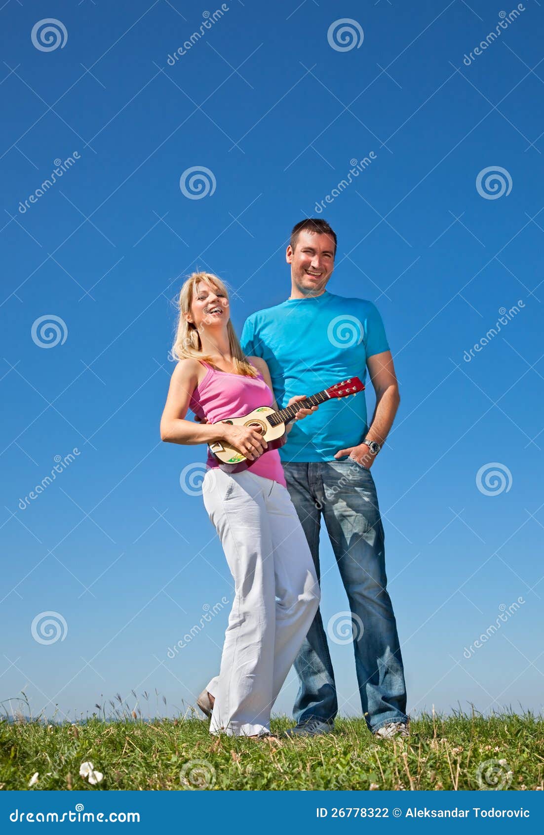 Young Beautiful Lover Play Music on Guitar Stock Photo - Image of ...