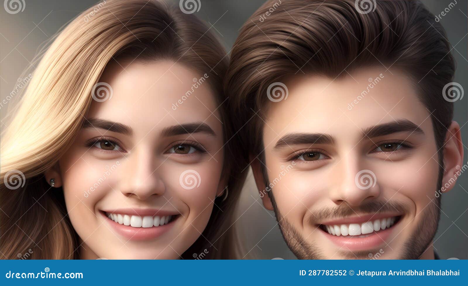 Young Beautiful Man and Woman Smiling and Posing at Camera, AI ...