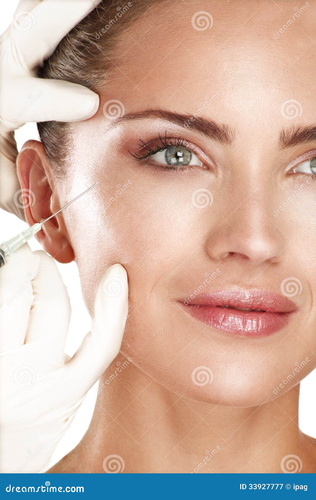 Young Beautiful Model Injecting a Cosmetic Treatment Stock Image ...