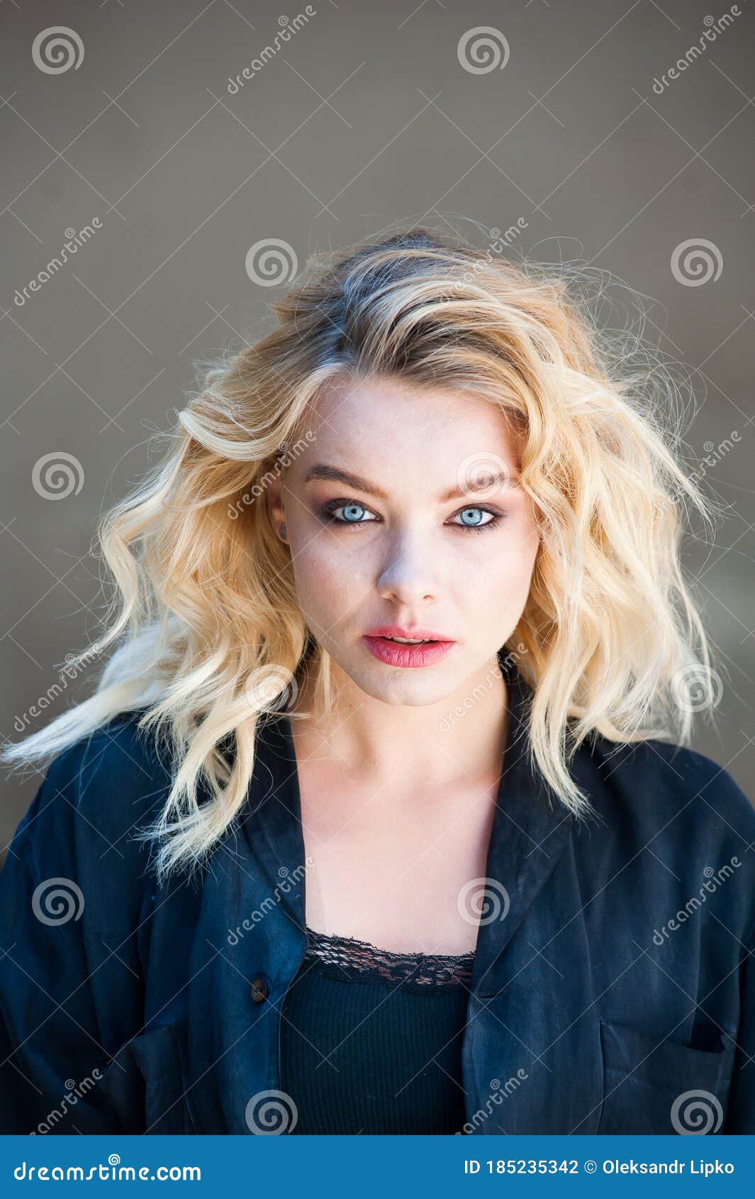 Young Beautiful Modern Woman Outdoors with Expressive Makeup Stock ...