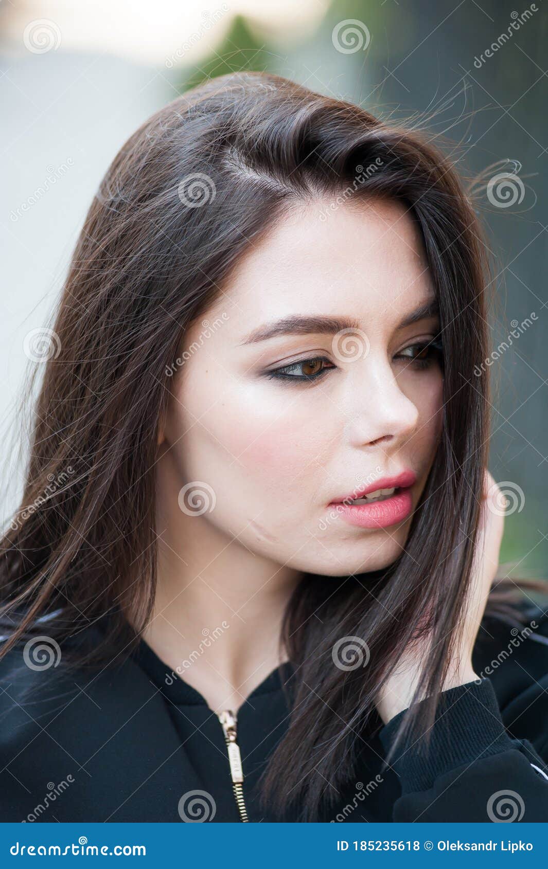 Young Beautiful Modern Woman Outdoors with Expressive Makeup Stock ...