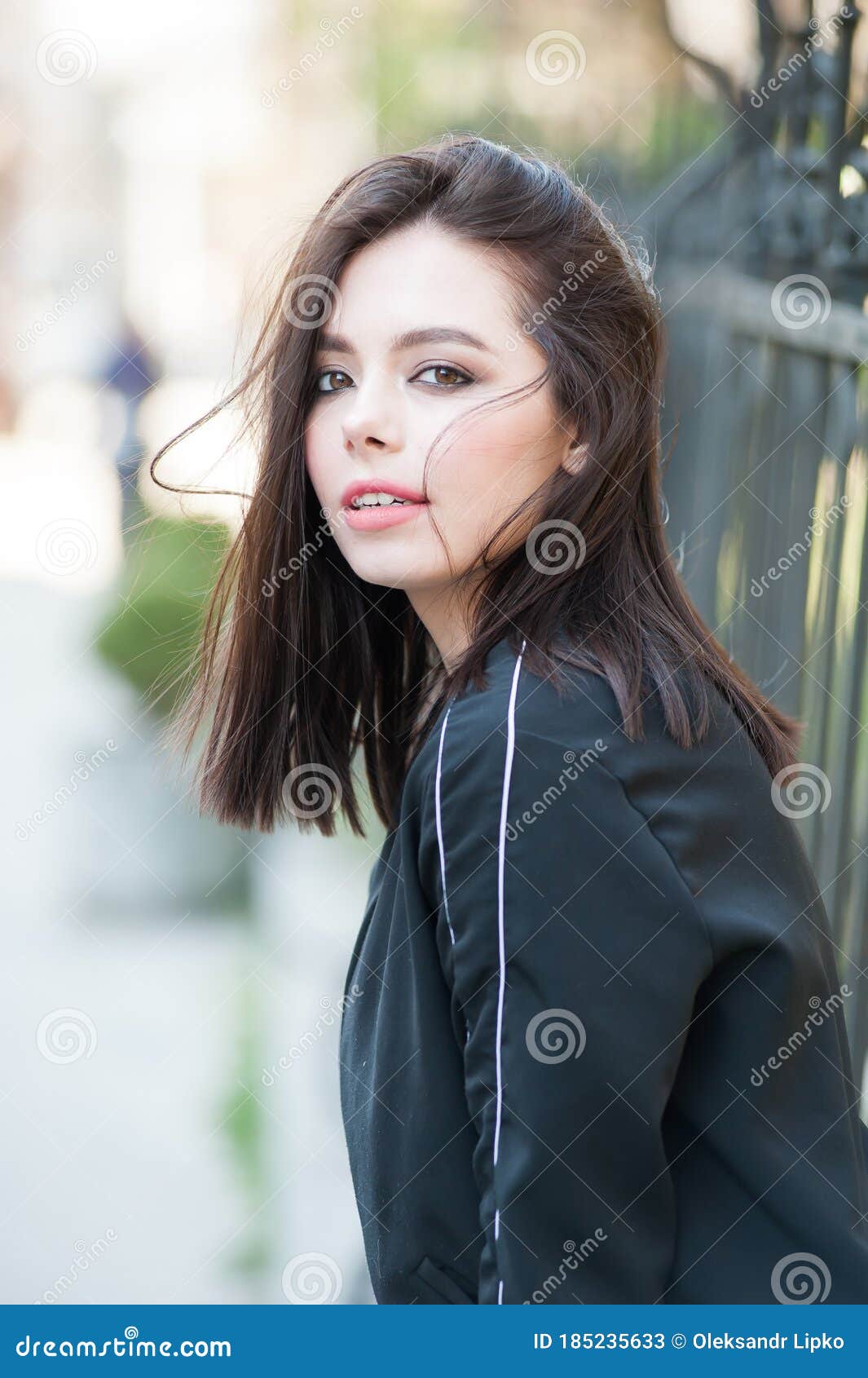 Young Beautiful Modern Woman Outdoors with Expressive Makeup Stock ...