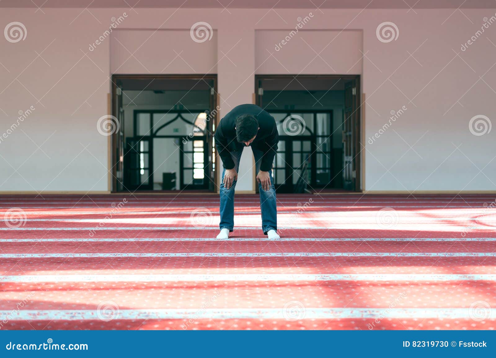 Young Beautiful Muslim Man Praying in Mosque Stock Photo - Image of ...