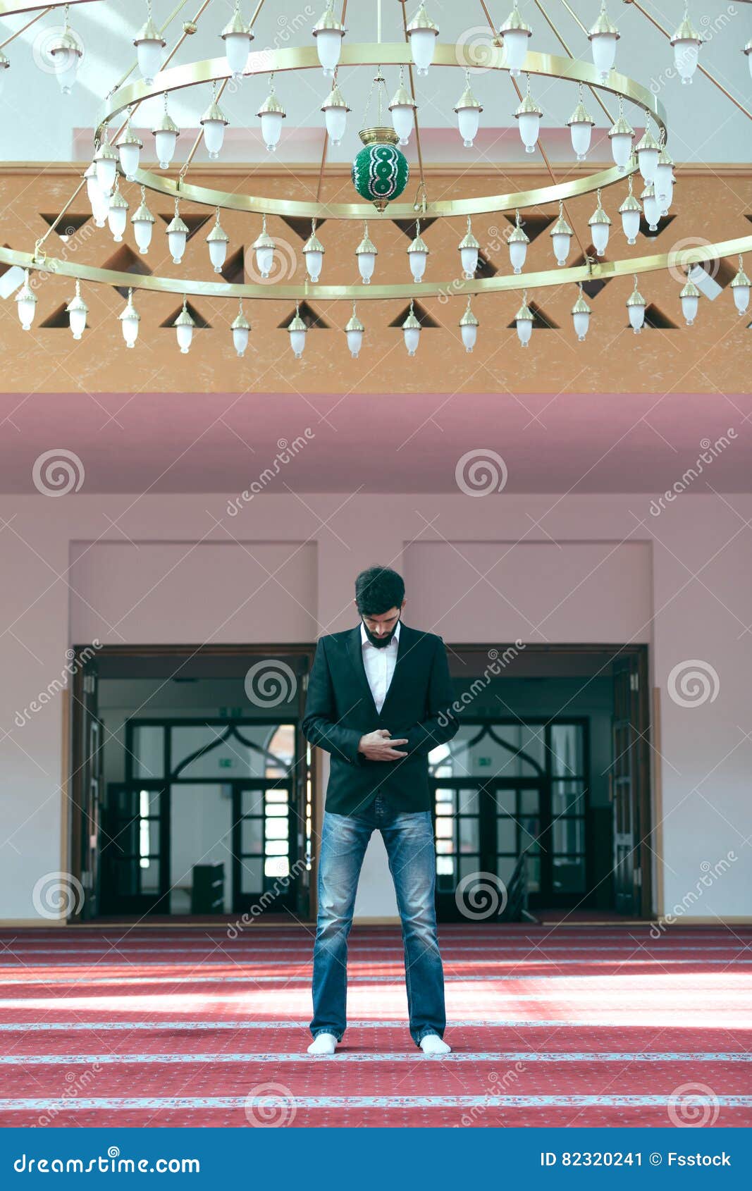 Young Beautiful Muslim Man Praying in Mosque Stock Image - Image of ...
