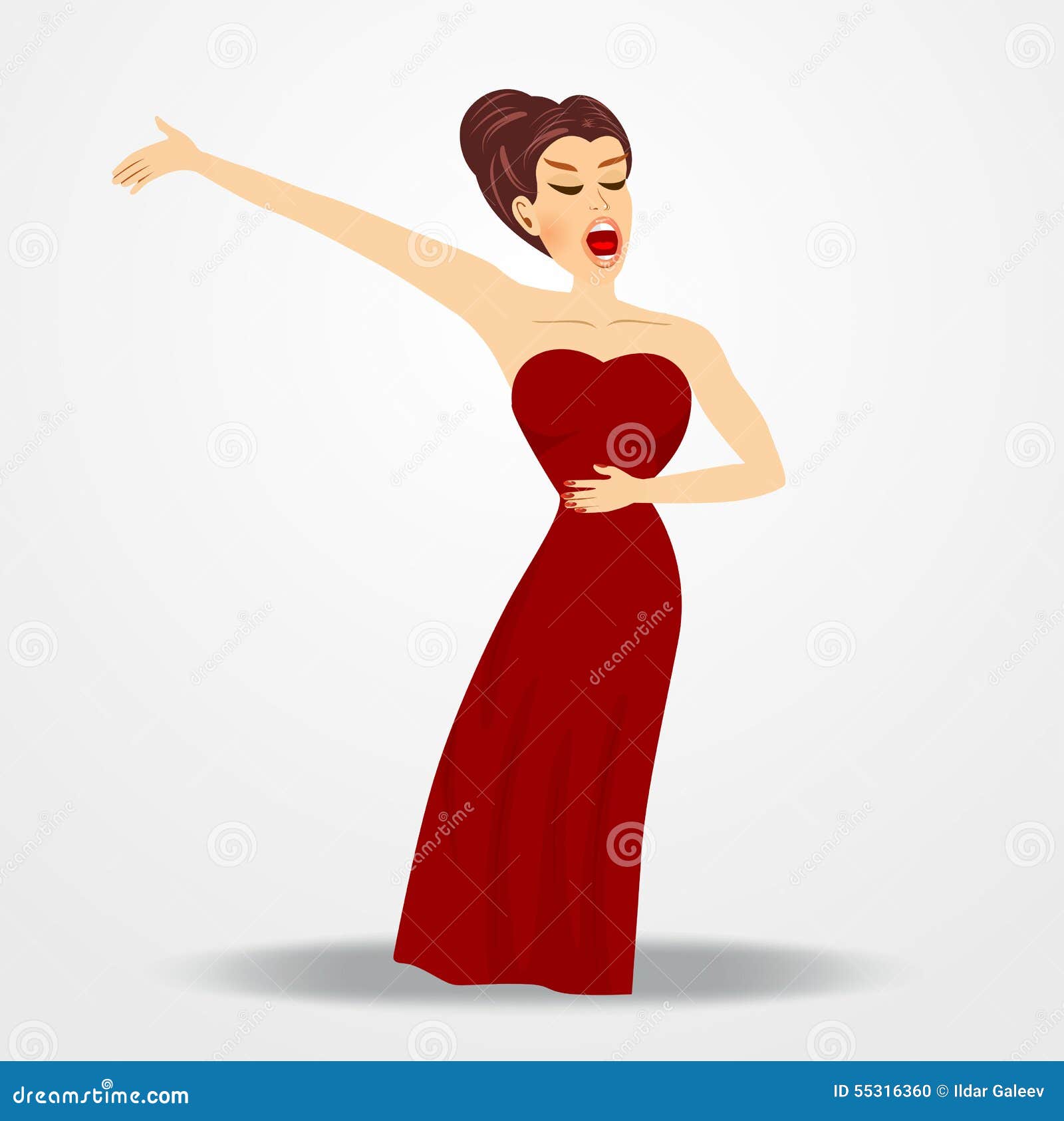 Young Beautiful Opera Singer Stock Vector - Illustration of song, music ...