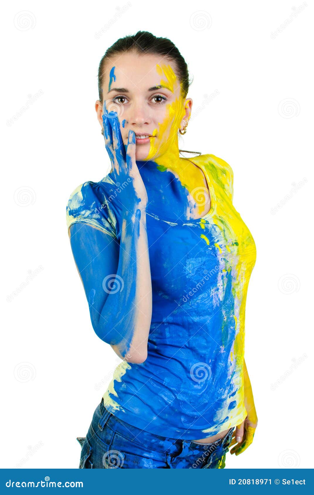Young Beautiful Painted Woman Stock Image - Image of painted, happy ...