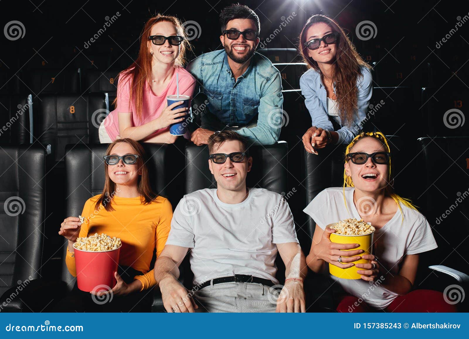 Young Beautiful People Being Interested in the Plot of Film Stock Image ...