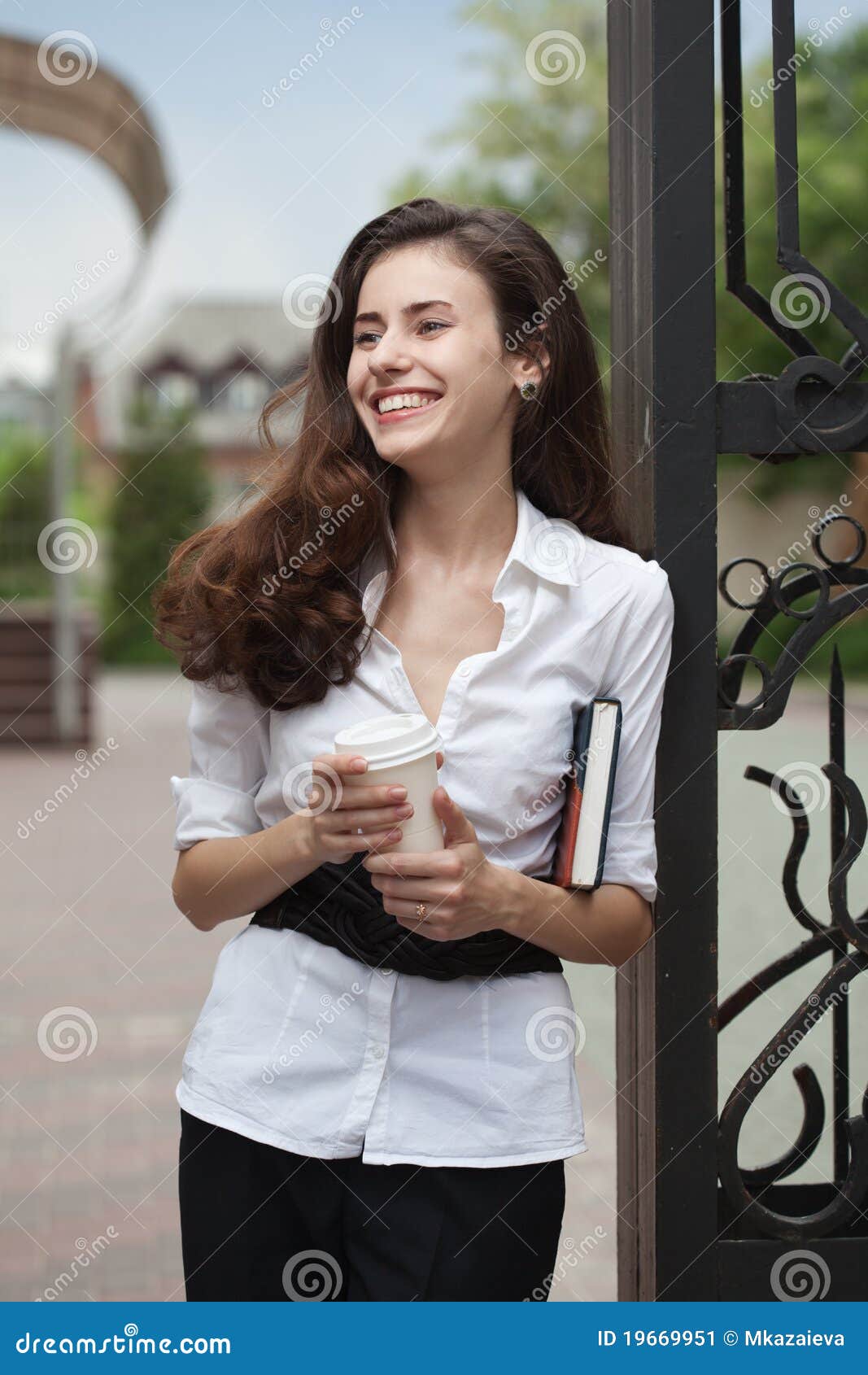 Young Beautiful Realtor Near the House Stock Image - Image of adult ...