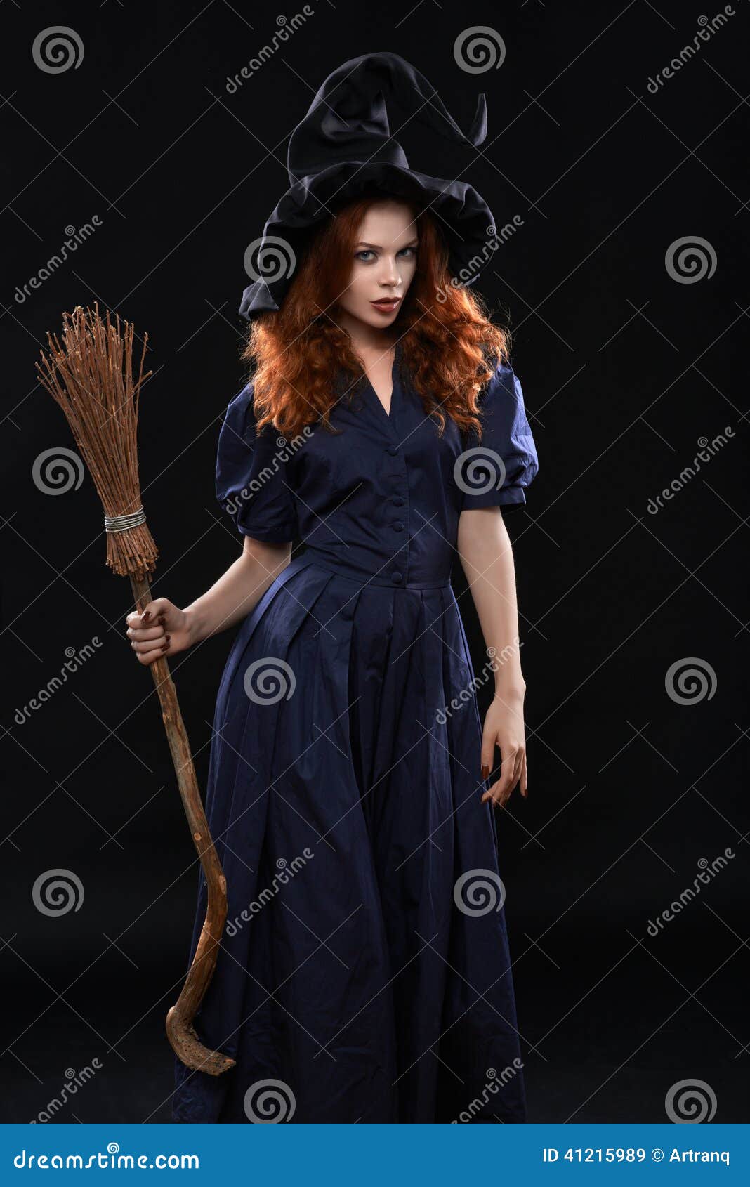 Young Beautiful Red-haired Witch in the Dark Stock Image - Image of ...