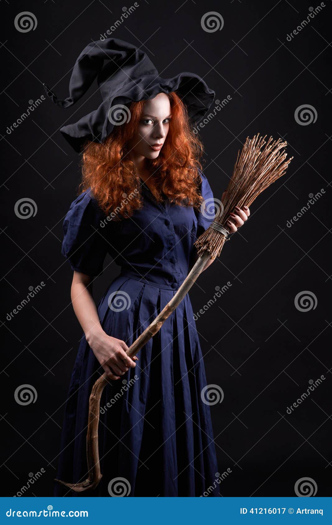 Young Beautiful Red-haired Witch in the Dark Stock Image - Image of ...
