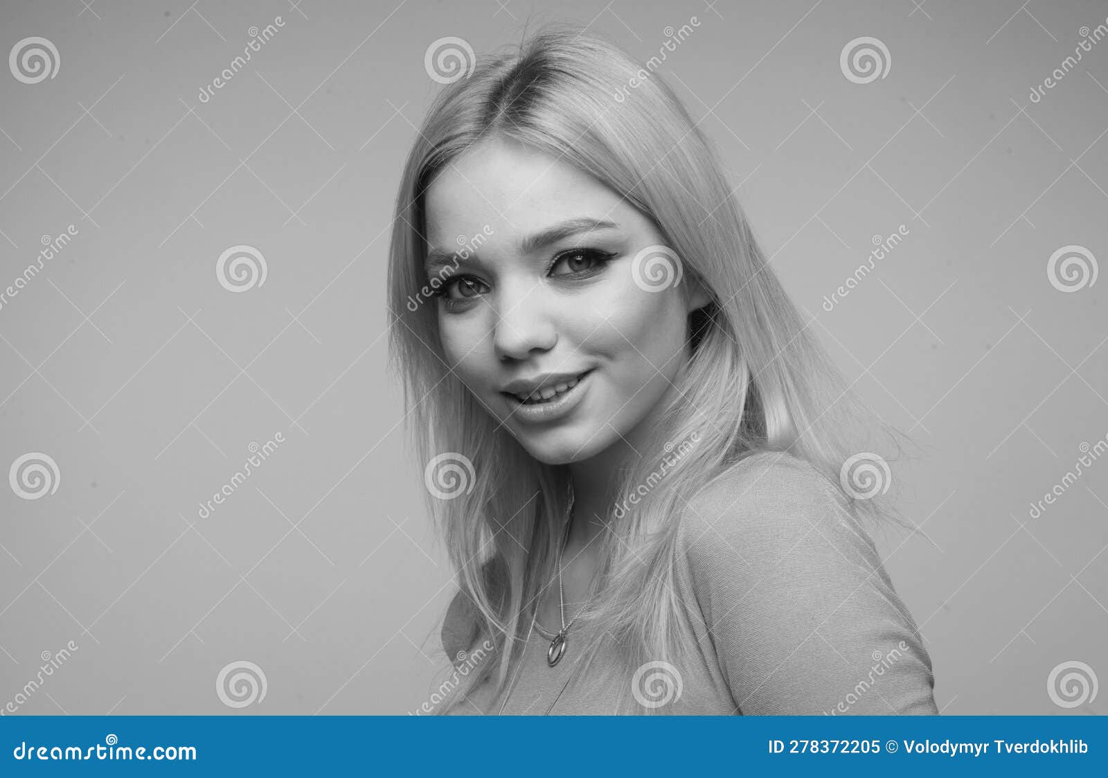Young Beautiful Sensual Woman With Blue Eyes Woman With Lips Portrait