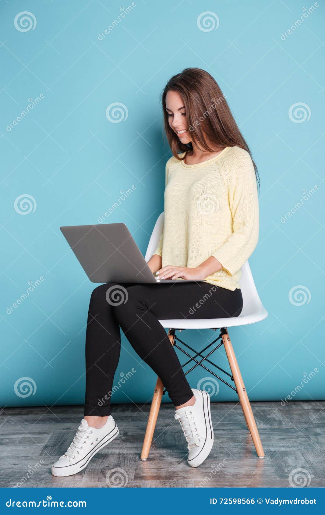 Young Beautiful Smart Girl Using Laptop Pc Computer for Study Stock ...