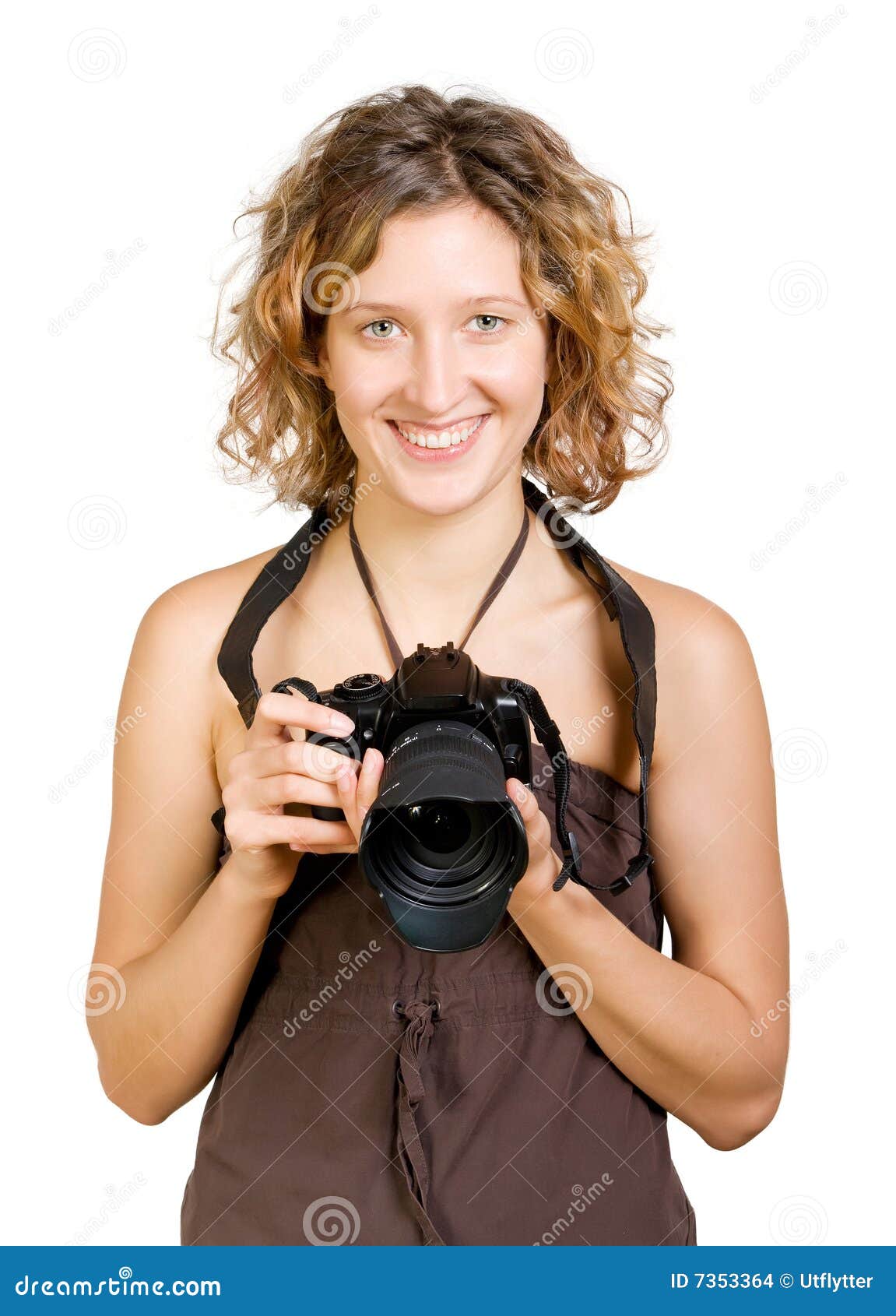 Young Beautiful Smiling Woman Holding Photocamera Stock Photo - Image ... Young Beautiful Smiling Woman Holding Photocamera Stock Photo - Image ...