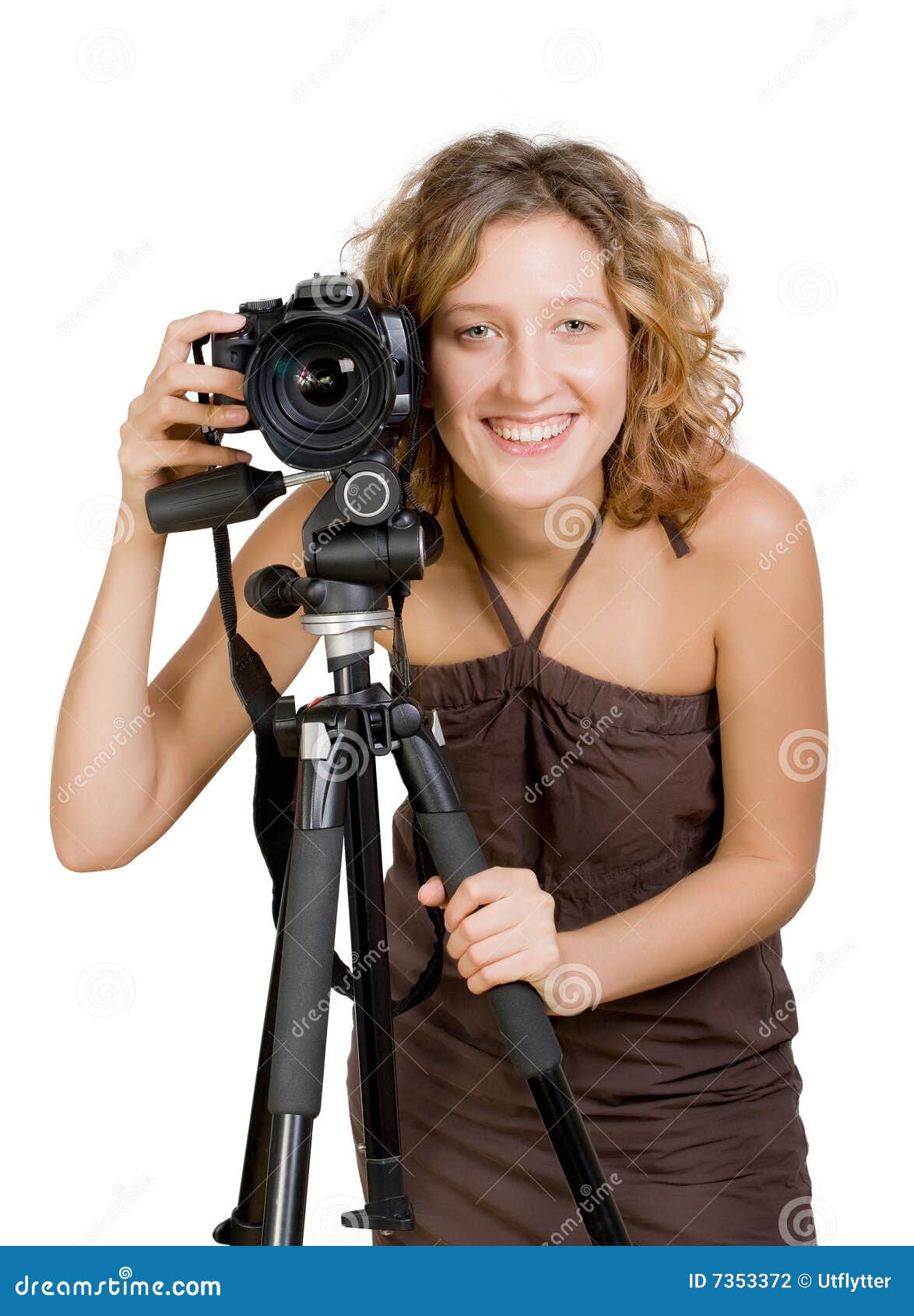 Young Beautiful Smiling Woman Holding Photocamera Stock Photo - Image ... Young Beautiful Smiling Woman Holding Photocamera Stock Photo - Image ...