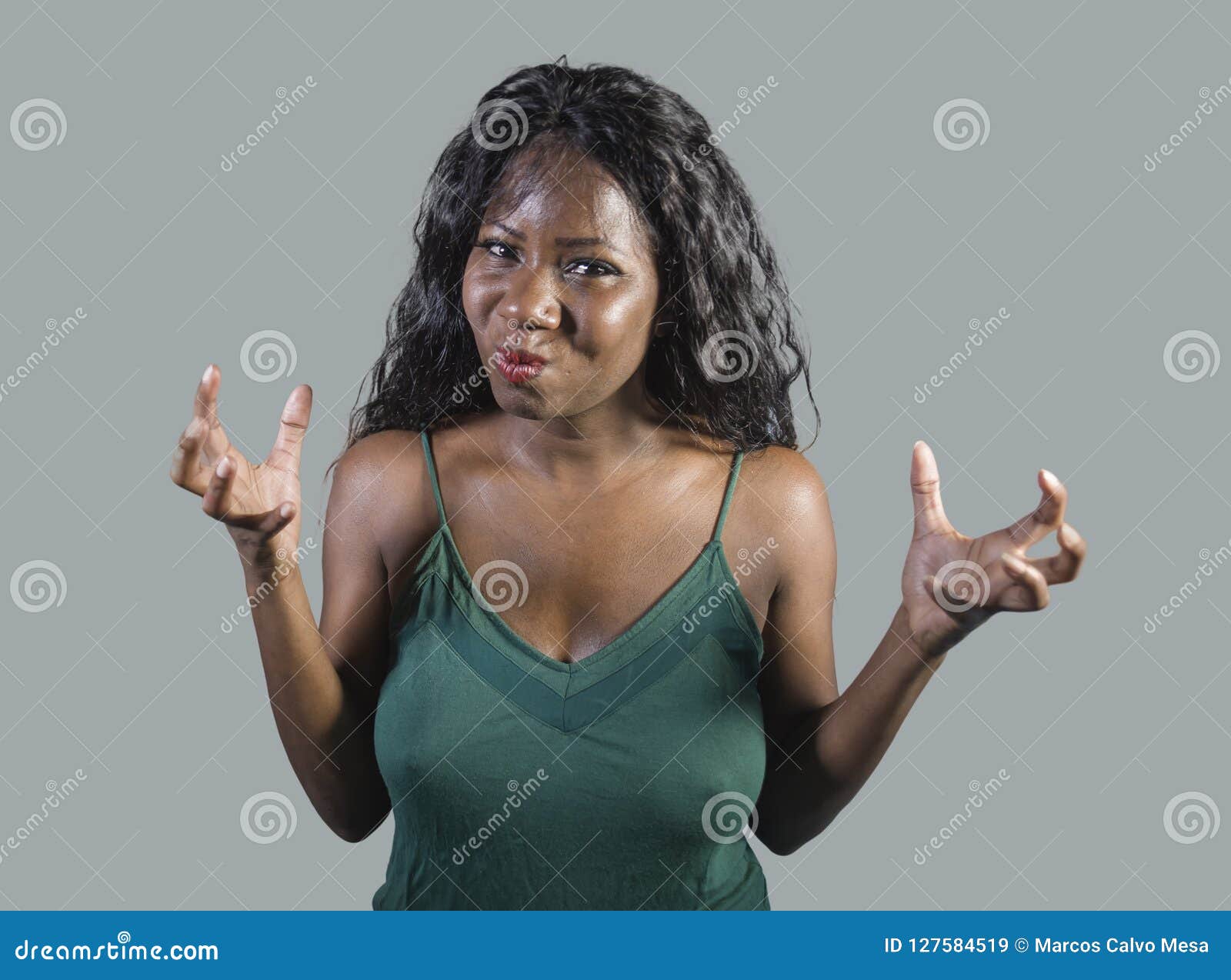 Young Beautiful And Stressed Black African American Woman Feeling Upset