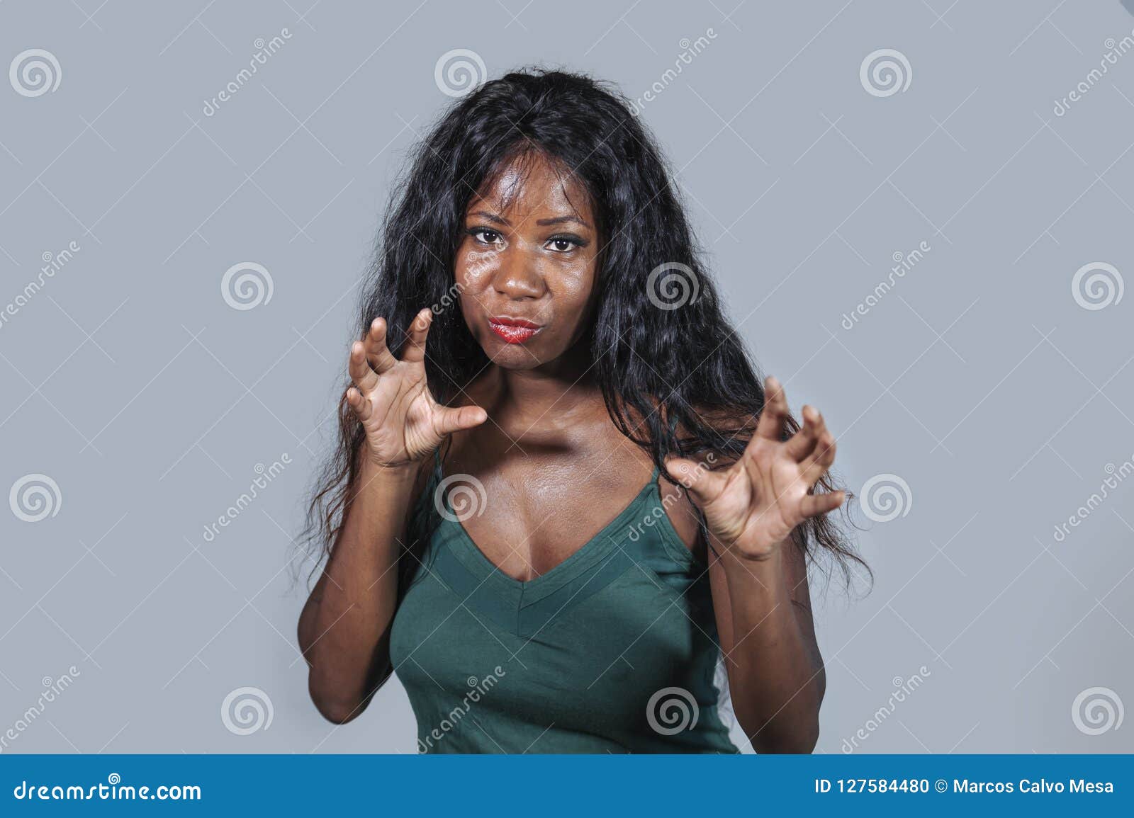 Young Beautiful And Stressed Black African American Woman Feeling Upset