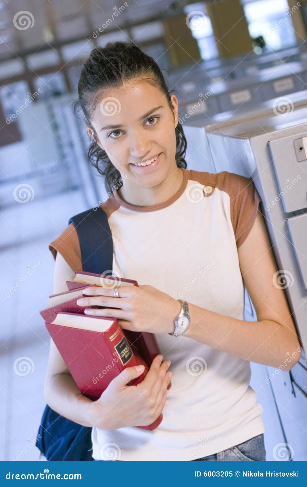 Young Beautiful Student in College Stock Image - Image of read ...