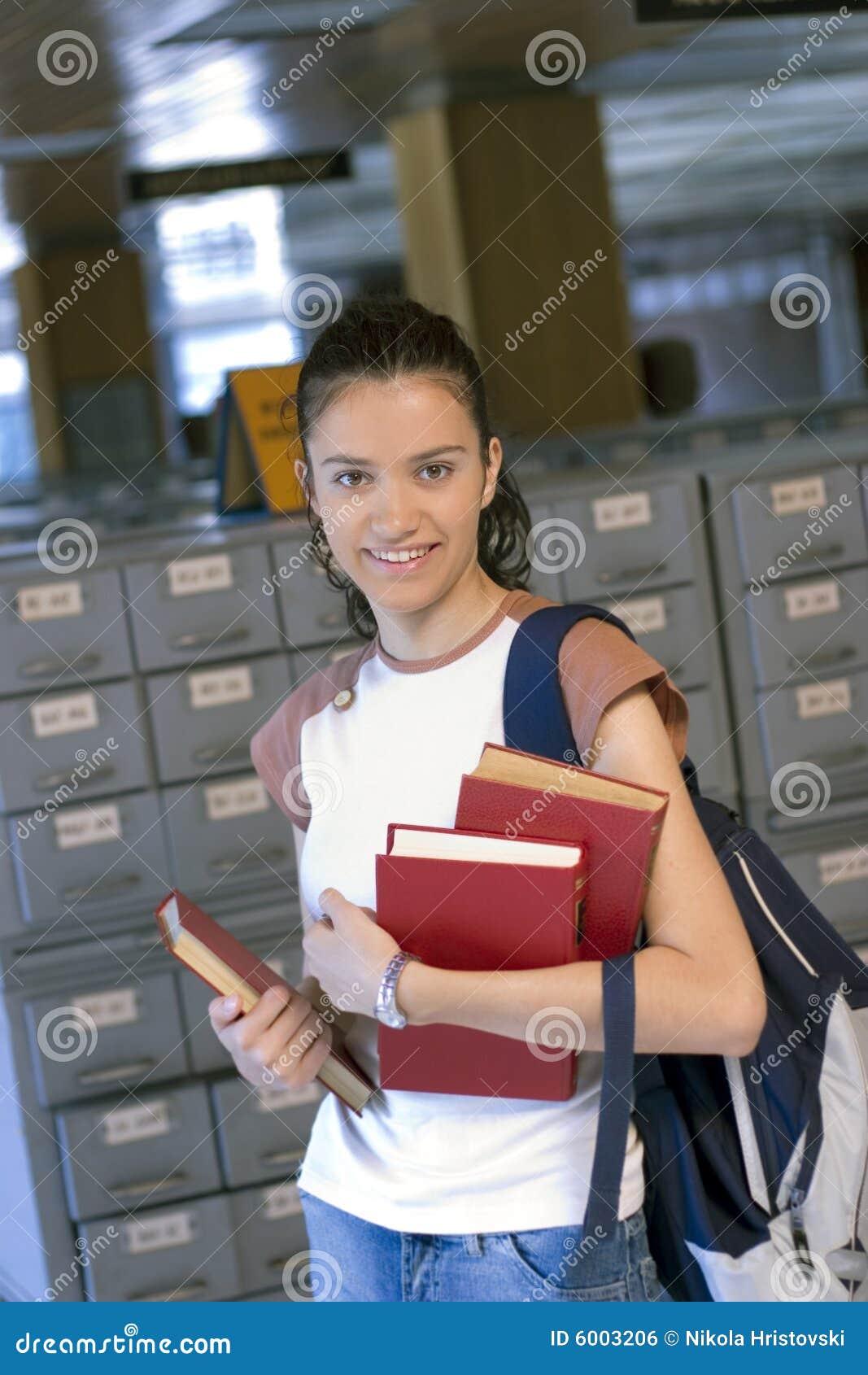 Young Beautiful Student in College Stock Photo - Image of human ...