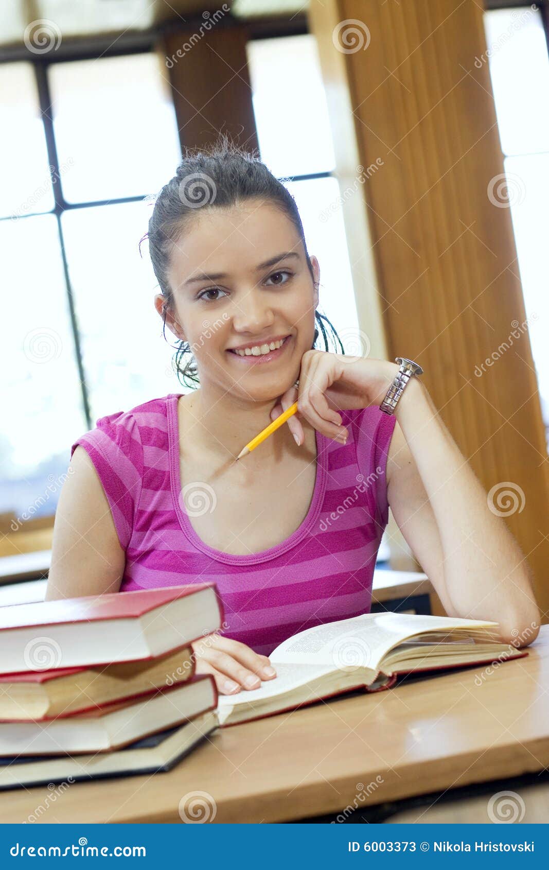 Young Beautiful Student in College Stock Image - Image of notebook ...