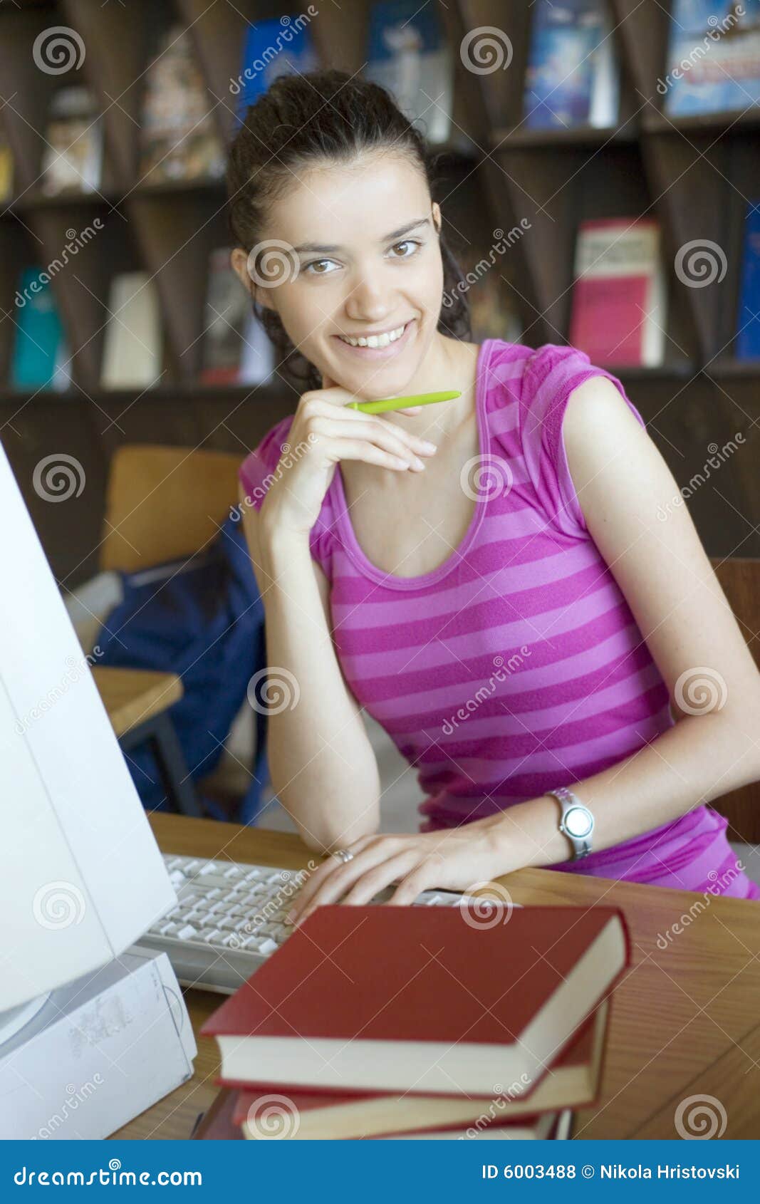 Young Beautiful Student in College Stock Photo - Image of read, pretty ...