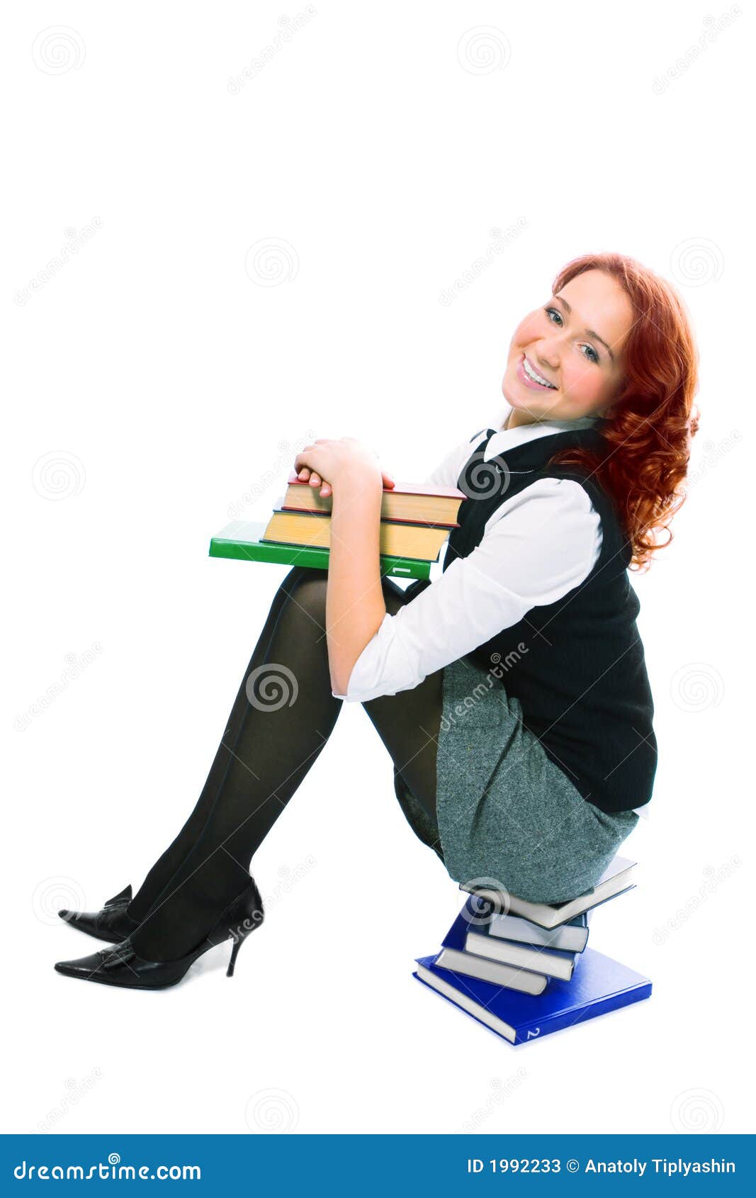 Young Beautiful Student Girl with Books in Hand Stock Image - Image of ...