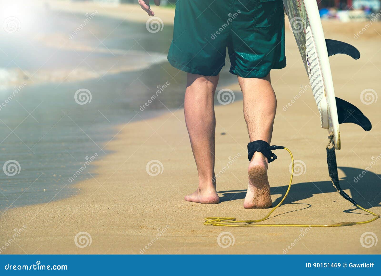 Young Beautiful Surfer Men on Beach with Surf Board at Day Break Stock ...