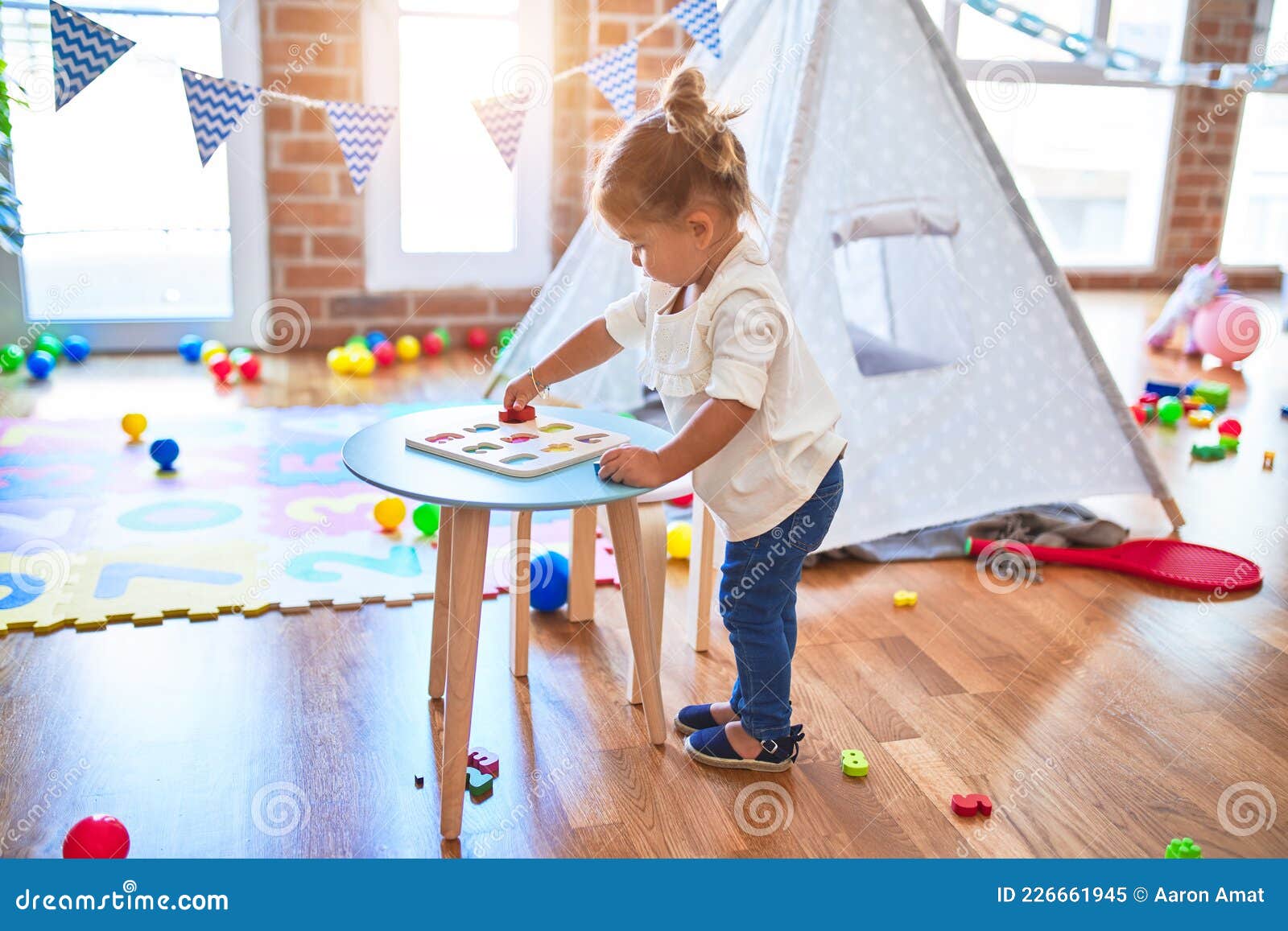 Young Beautiful Toddler Learning Mathematics Playing with Maths Game at ...