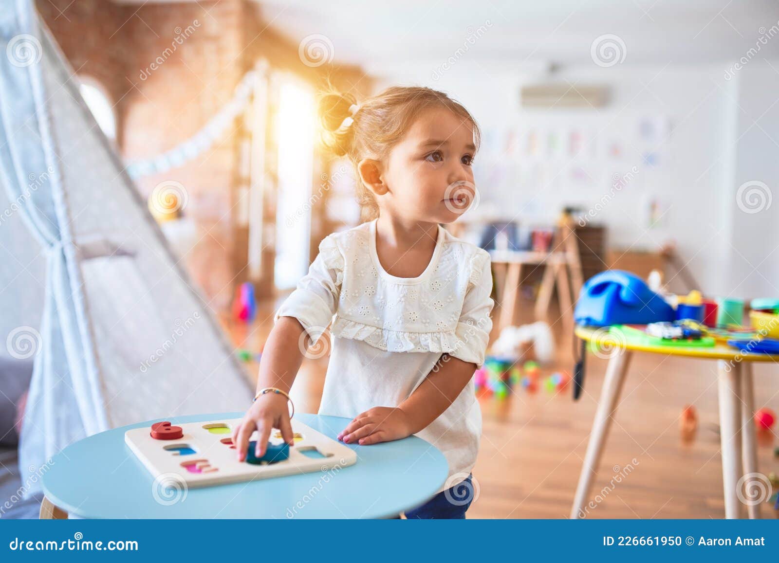 Young Beautiful Toddler Learning Mathematics Playing with Maths Game at ...
