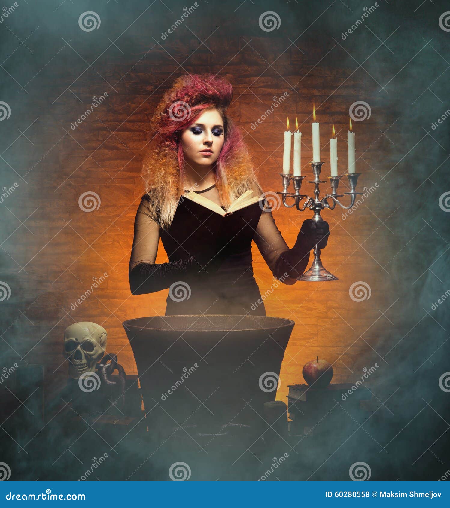 Young and Beautiful Witch Making Witchcraft Stock Photo - Image of ...