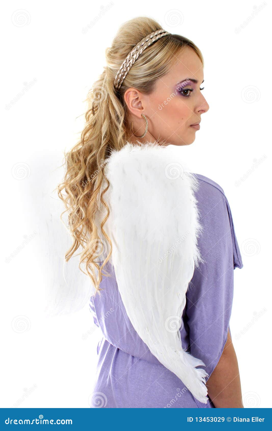 Young Beautiful Woman with Angel Wings Stock Image - Image of violet ...