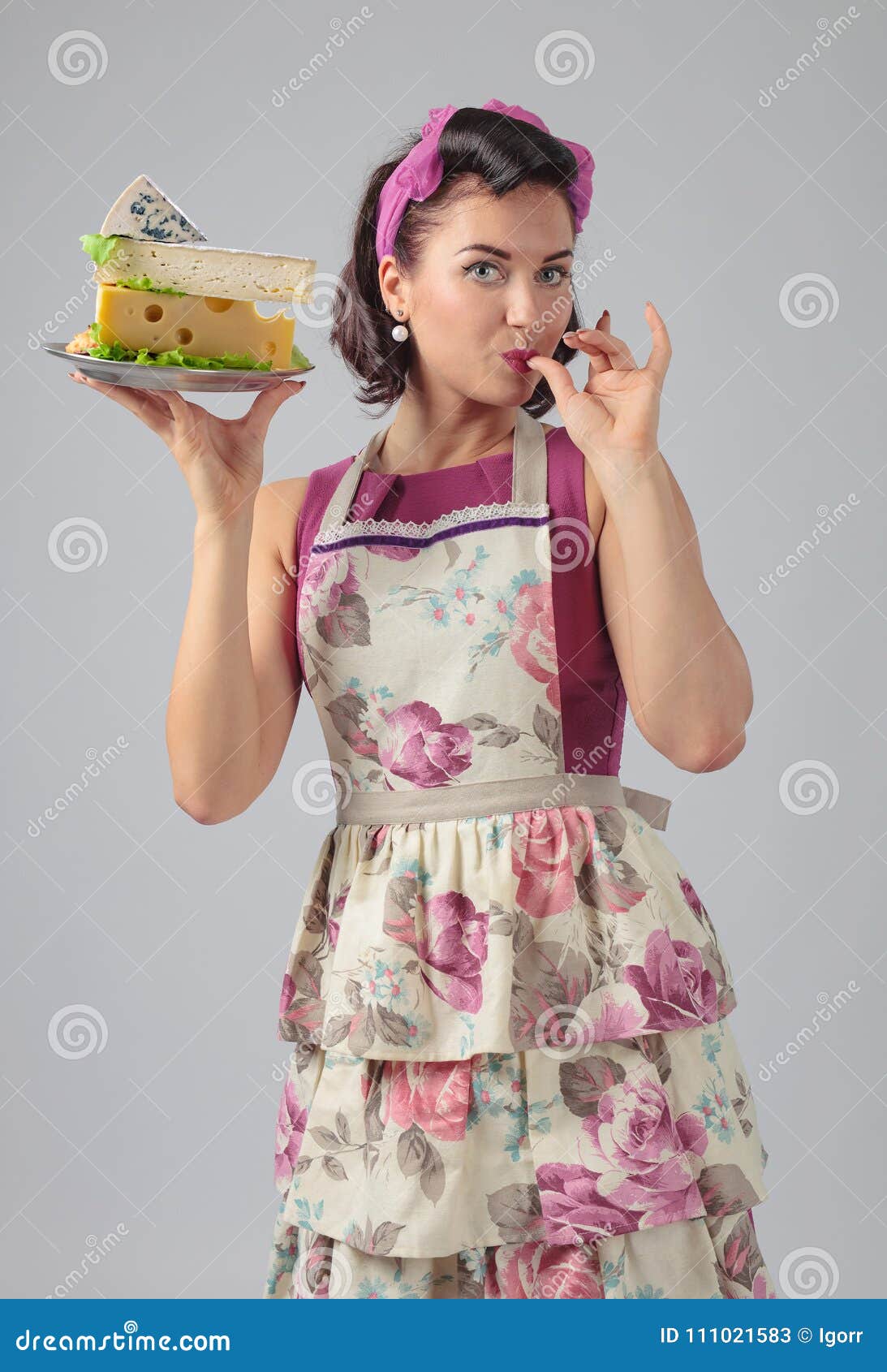 Young Beautiful Woman with Cheese. Stock Image - Image of holding, chef ...