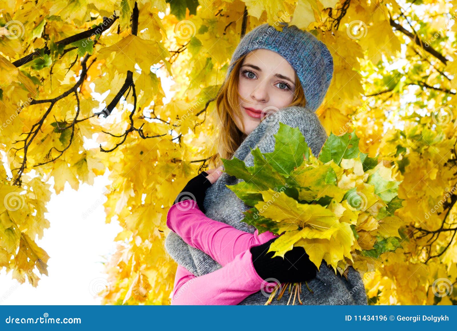 Young Beautiful Woman in an Autumn Park Stock Photo - Image of fall ...