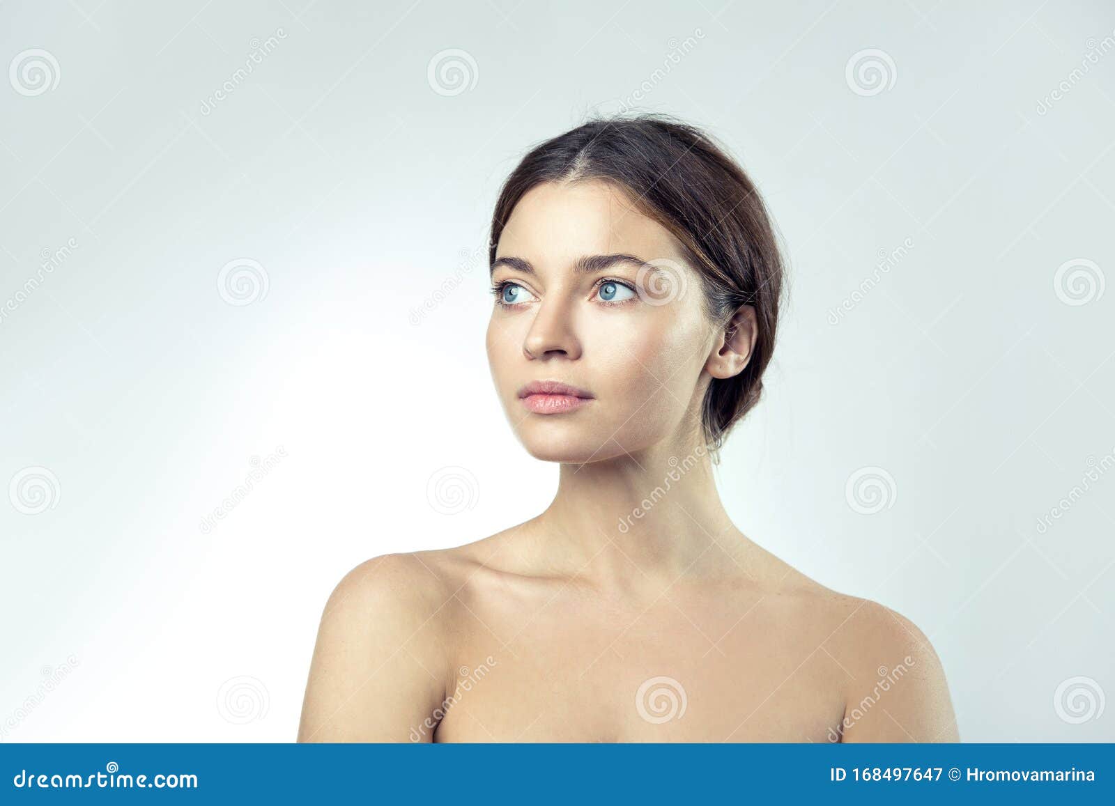 Young Beautiful Woman With Bare Shoulders Beauty Portrait Stock Image