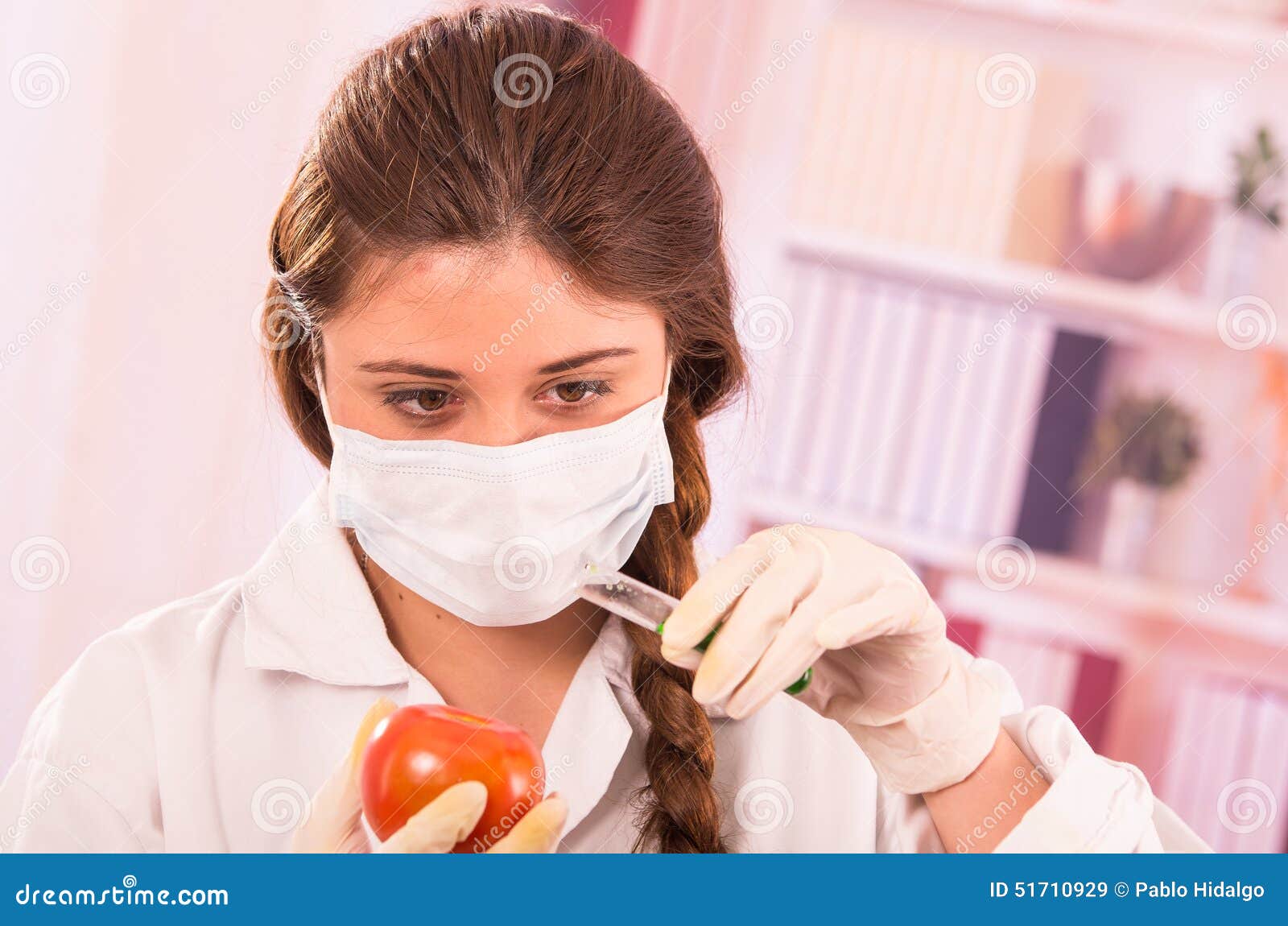 Young Beautiful Woman Biologist Experimenting with Stock Image - Image ...