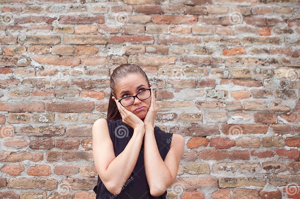Young Beautiful Woman with Bored Empty Expression Stock Photo - Image ...
